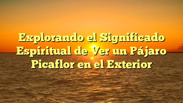 Explorando El Significado Espiritual De Ver Un Pájaro Picaflor En El ...
